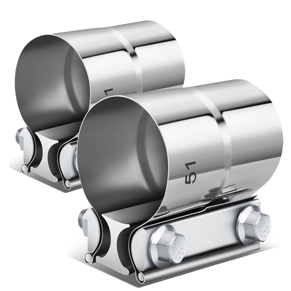 2X BFC 2.00" Exhaust Muffler Pipe Tube Lap Joint Band Clamp Sleeves ...