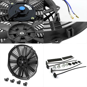 2x 16" Black Slim Engine Bay Radiator Motor Cooling Fan+Fan Mounting ...