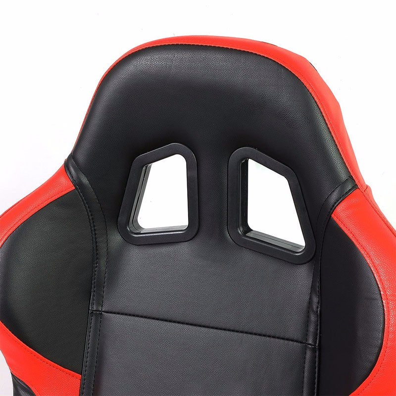 Black/Red Side Reclinable PVC Leather Type-R Style Racing Seats ...