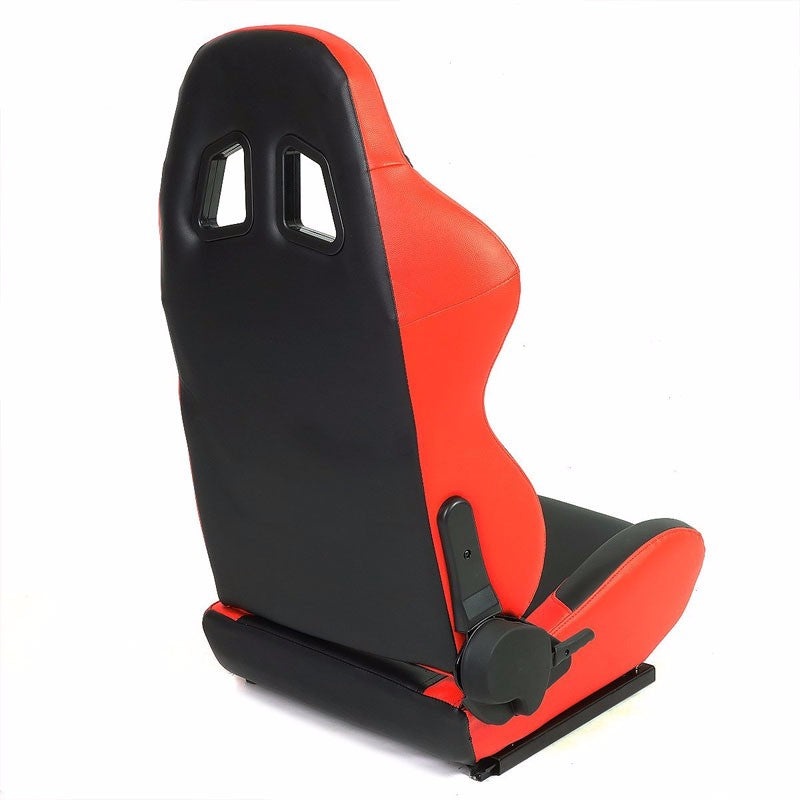 Black/Red Side Reclinable PVC Leather Type-R Style Racing Seats ...