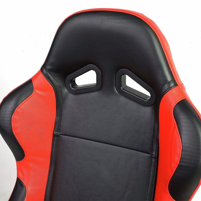 Black Center/Red Reclinable PVC Leather Type-R Style Racing Seats ...