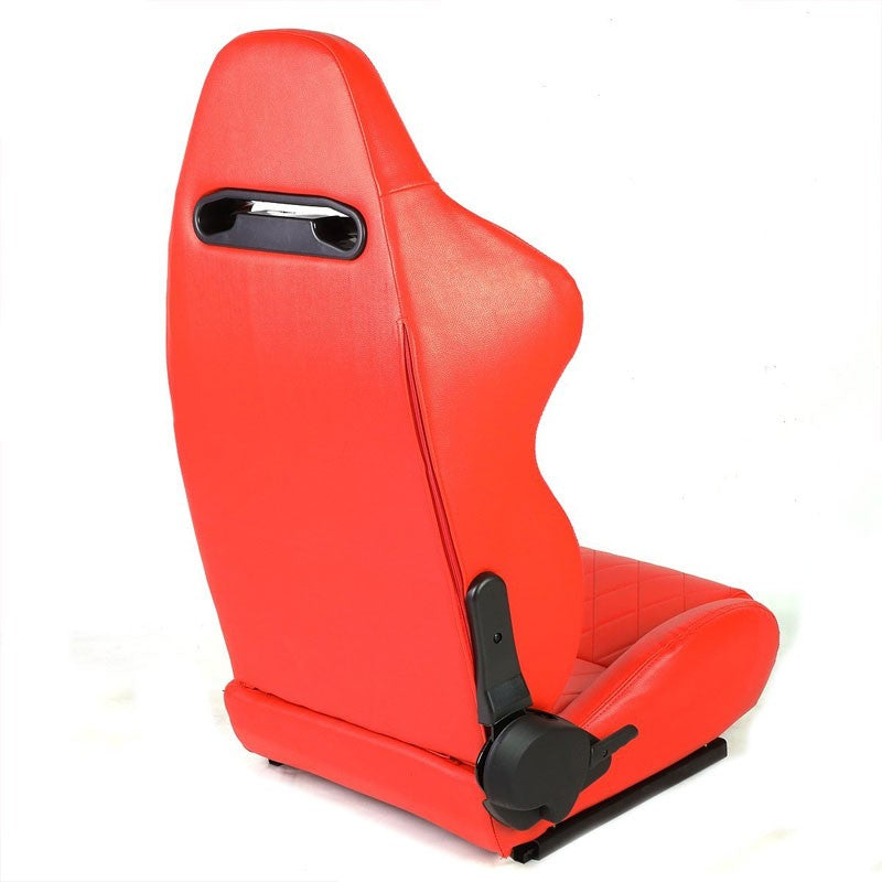Red Quited Stich Reclinable PVC Leather Type-R Style Racing Seats ...